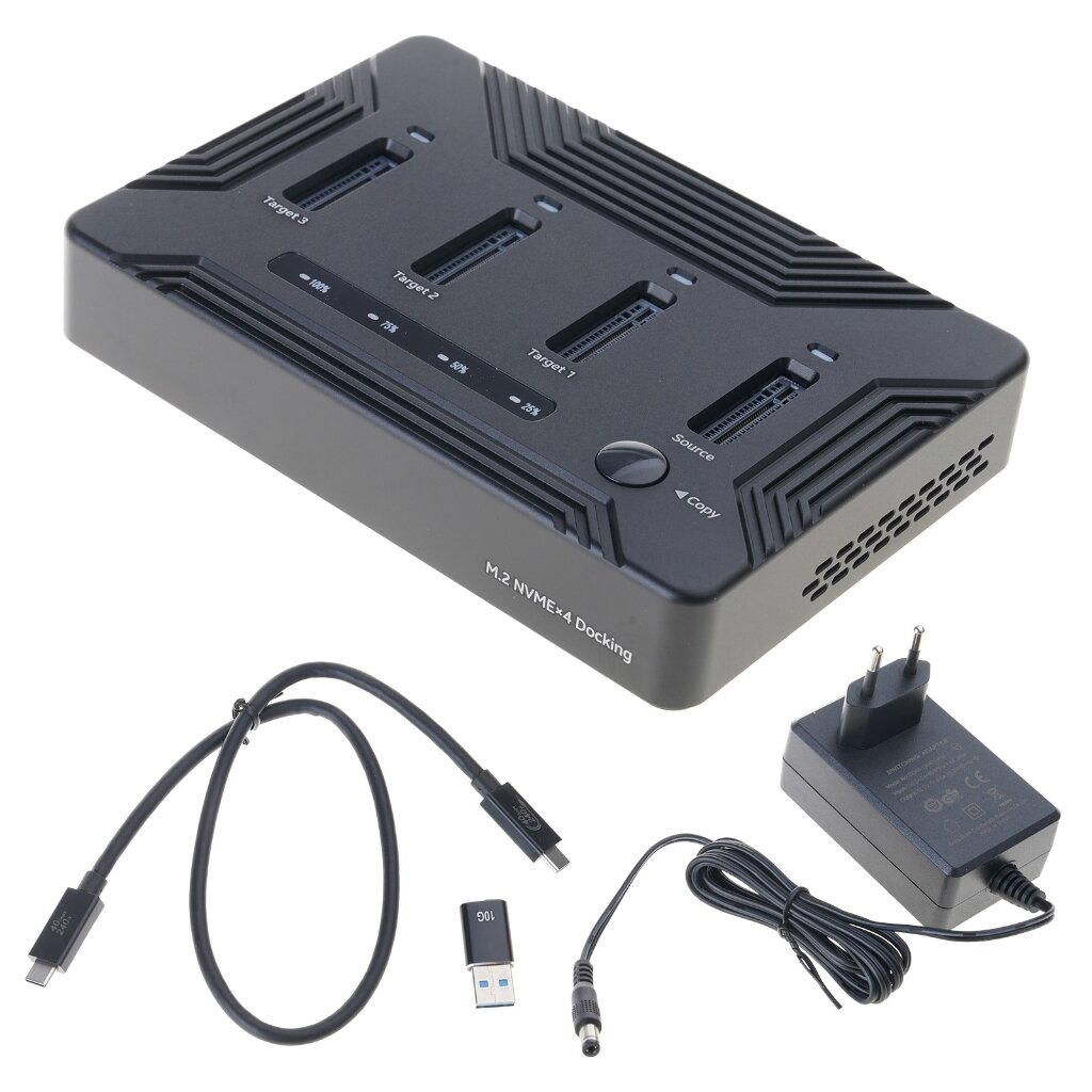 1 комплект дубликатора USB4.0 M.2 с четырьмя отсеками для твердотельного накопителя, соответствующие европейским нормам