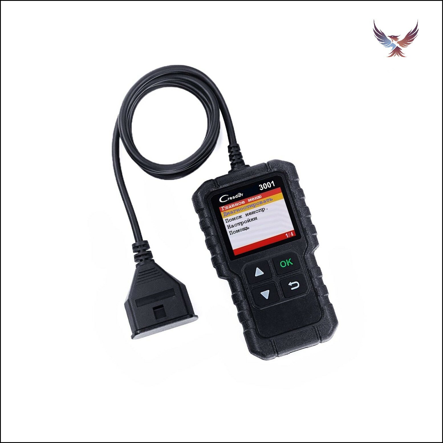 Автосканер Launch Creader 3001, для мультимарковых авто, дисплей, русский язык