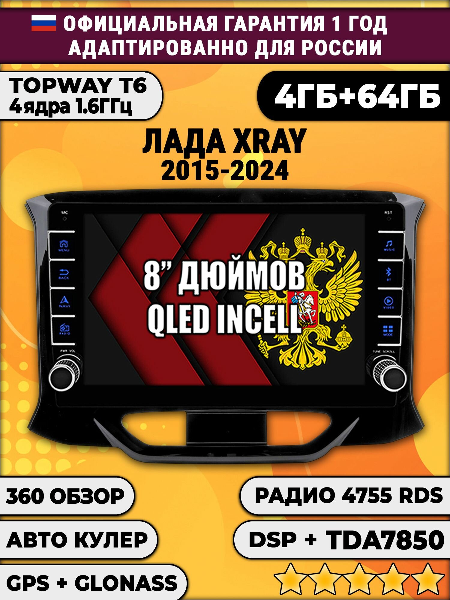 4гб+64гб с DSP и 360 для LADA X-RAY лада XRAY (2015 2016 2017 2018 2019 2020 2021 2022 2023 2024), Android магнитола с DSP и усилителем TDA7850