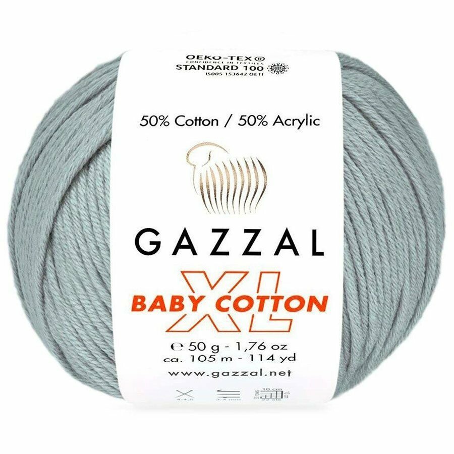 Пряжа Gazzal BABY COTTON XL 3430 серый (5 мотков)