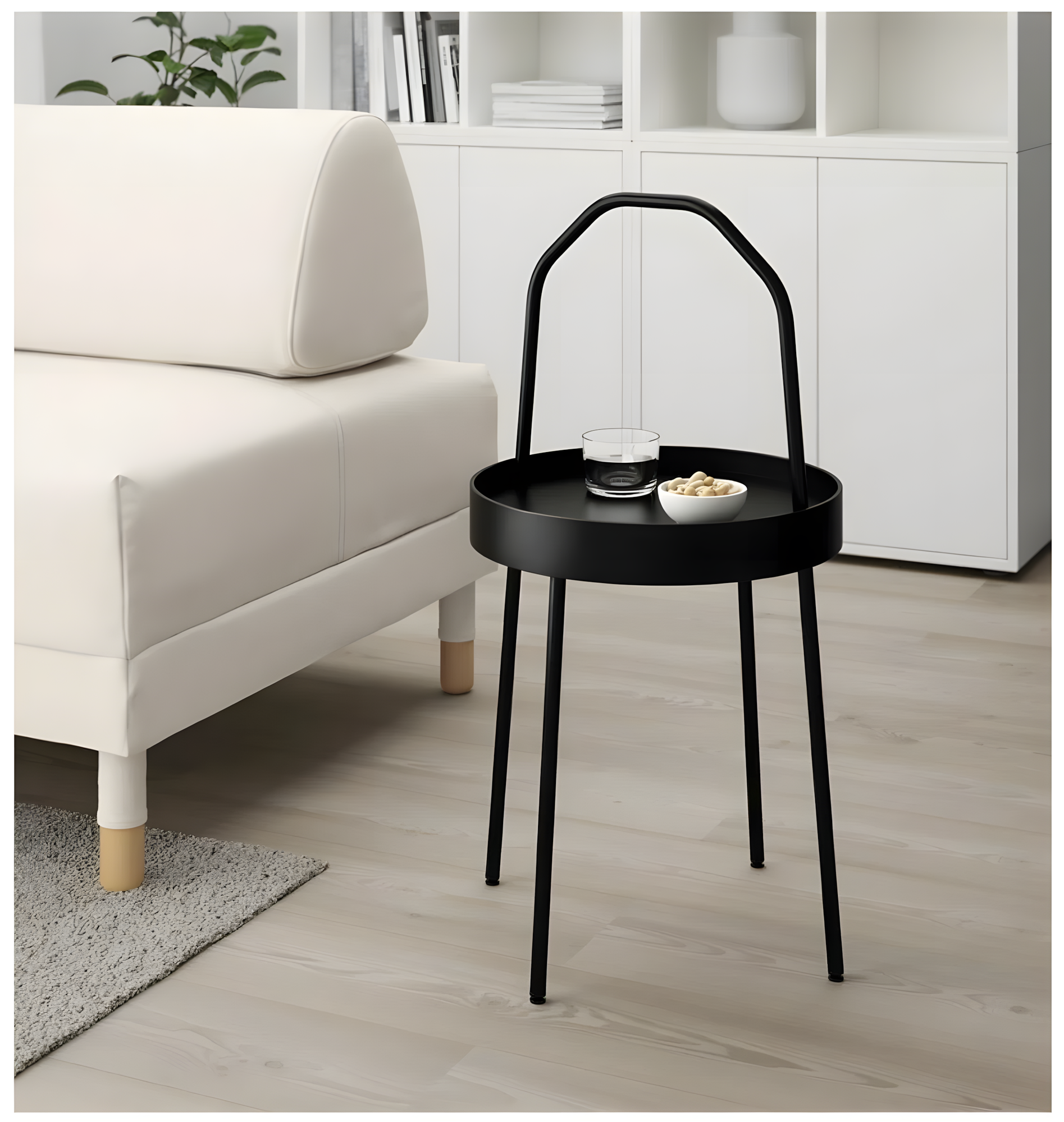 Приставной столик IKEA BURVIK, 38х78 см, черный , металл/ дерево