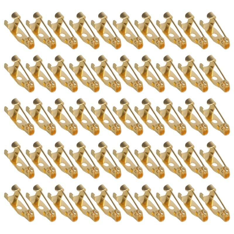 Брошь-булавка с застежкой, 50 шт, Золото - 15mm