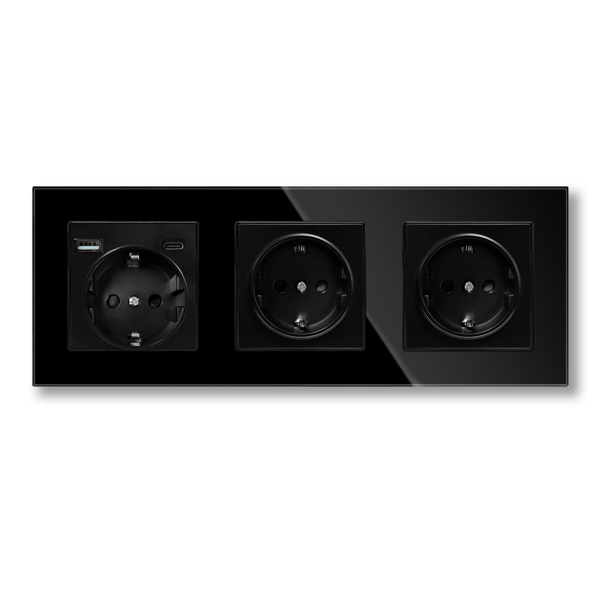 Настенная розетка R Series 86 типа европейского стандарта с USB и Type-C, стеклянная панель, скрытая круглая коробка для установки