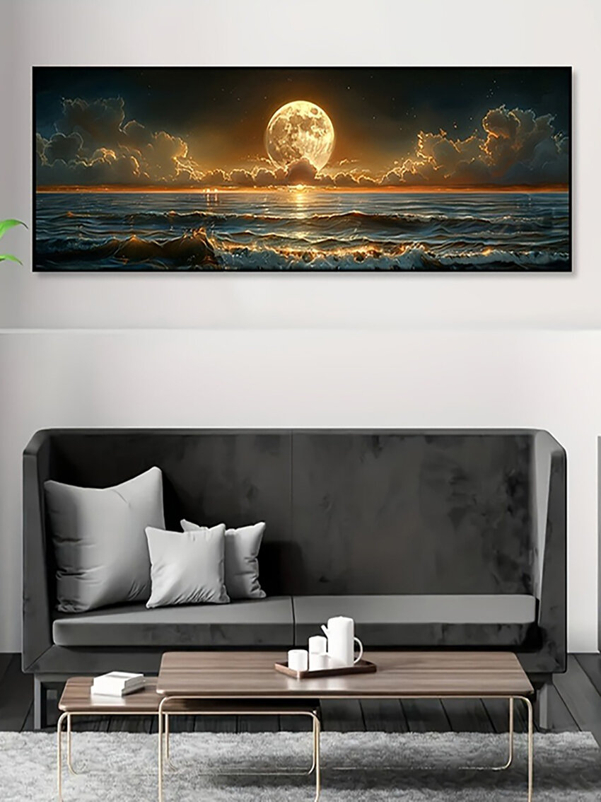 Восход луны над морем ночью (150*50см)