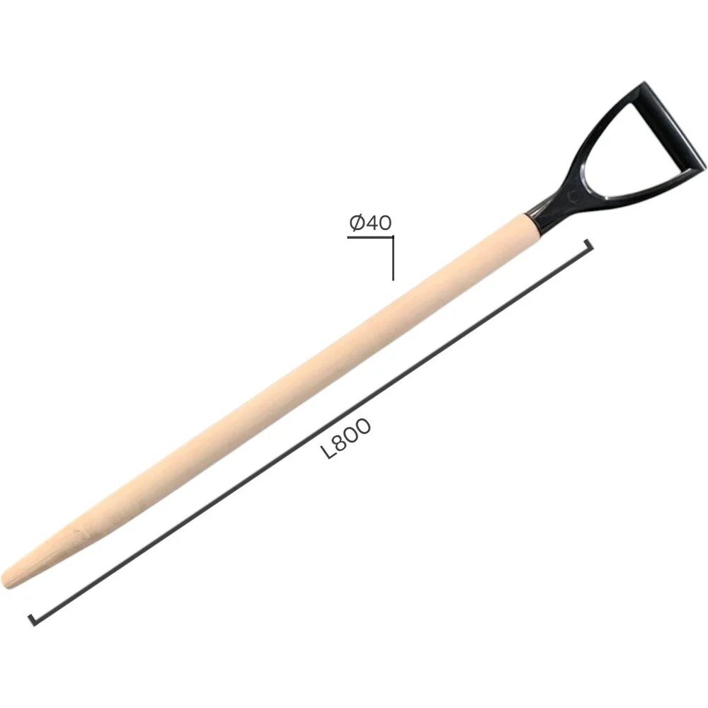 Черенок для лопат в/с d40 L 800мм c V ручкой woodtrade X333025324 00237