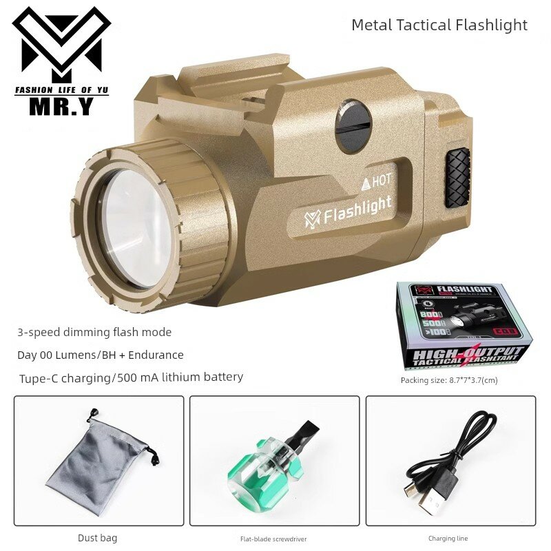 Mry Black Under-Mount Tactical Flashlight 800 Lumens Glock Tti Light P320 Illumination Mp9 Tactical Rechargeable
