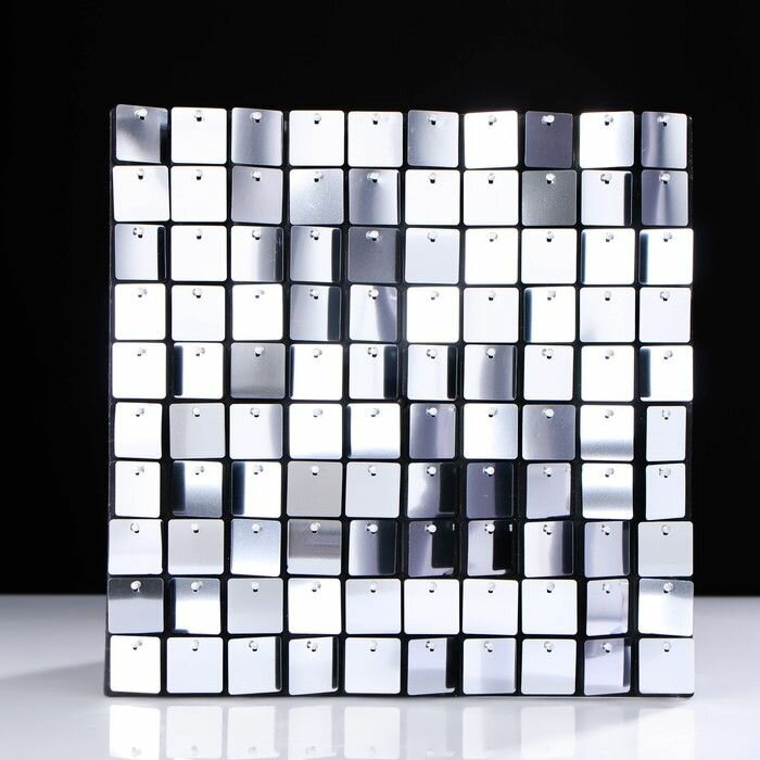 Панель с пайетками КНР для фотозоны, 30х30 см, серебристая