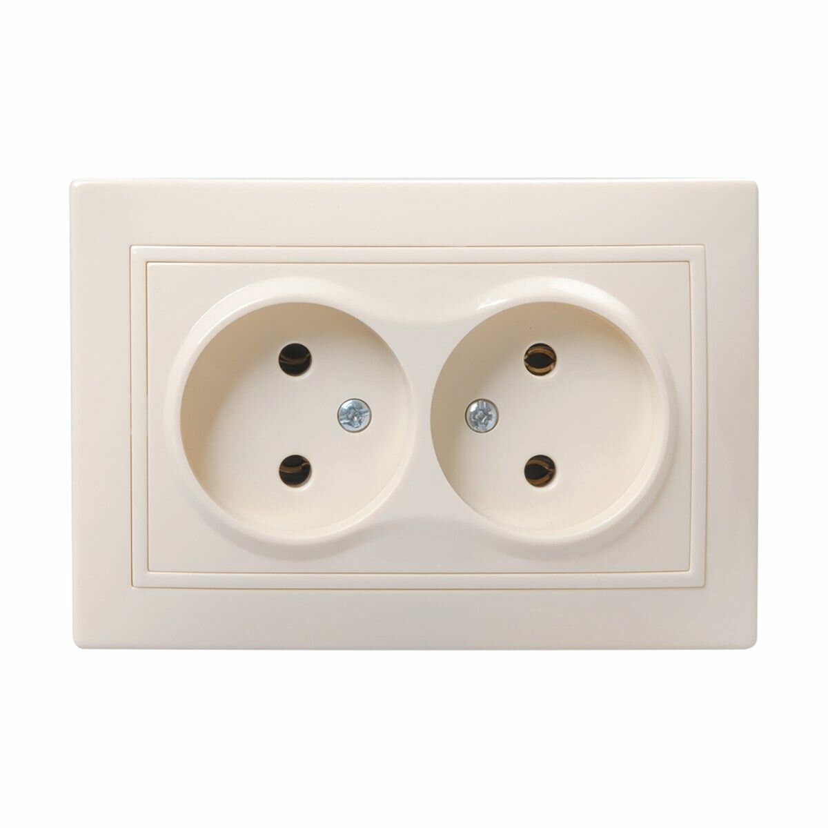 Розетка двухместная IEK "Кварта", РС12-2-ККМ, 10А, кремовый