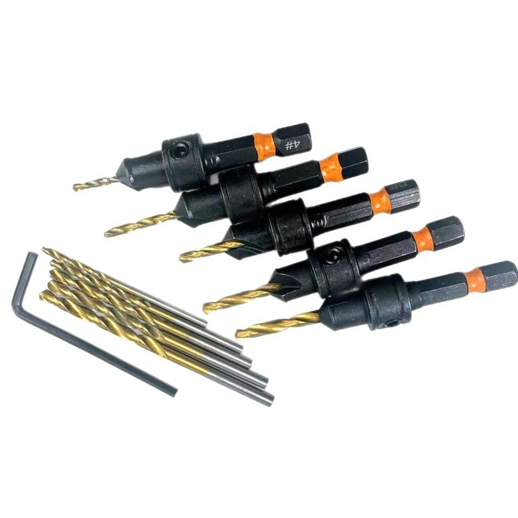 11 Штук Зенкерного Сверла С Металлическим Покрытием С Регулируемой Глубиной Шестигранного Хвостовика 1/4 Дюйма для Деревообработки