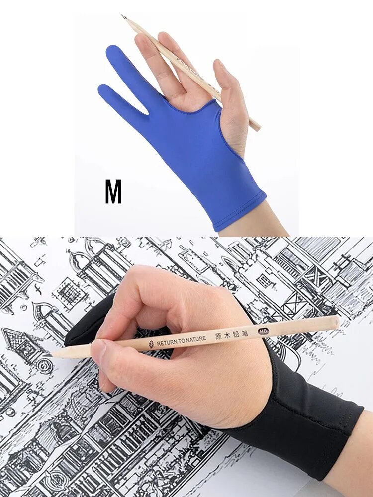 1 шт. Художник перчатка для рисования любого графического планшета черный 2 пальца противообрастающие как правой, так и левой руки
