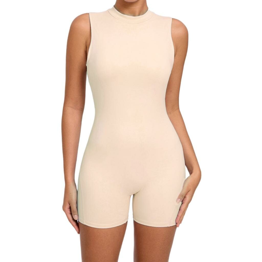 Женский боди-ромпер без рукавов, Бежевый - M