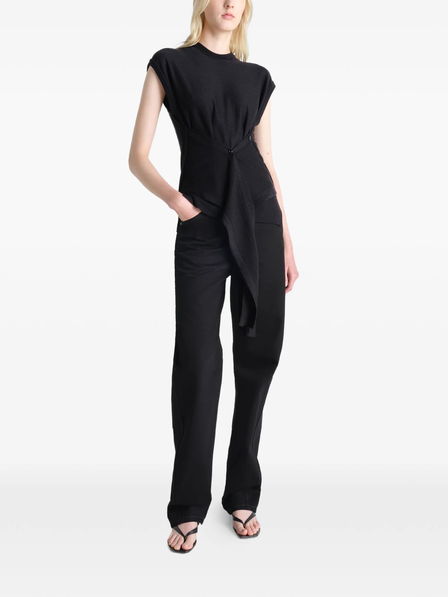 Топ LEMAIRE Buttoned sleeveless top, размер S, black/black — фото 1