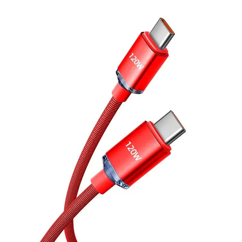 Красный кабель USB Type-C на Type-C 120W 1м