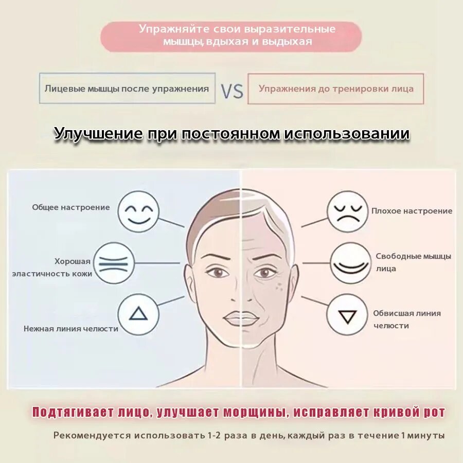 Эспандер для мышц губ, 1 шт - Фиолетовый, для подтяжки лица и укрепления мышц челюсти, тренажер для дома — фото 1