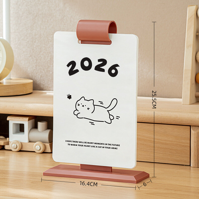 Календарь на стол Cute Cat, культурный и творческий проект, 2026 год, год змеи, высококачественный студенческий календарь с мультяшным дизайном, небольшой декор