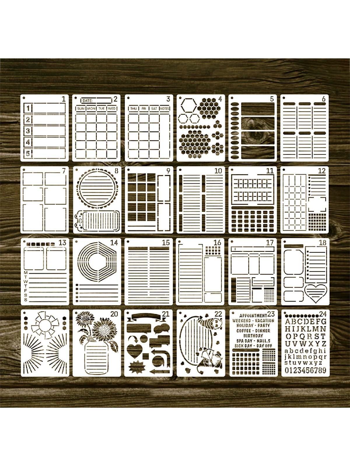 Практичные журнальные трафареты, принадлежности / комплект аксессуаров для детей и взрослых 24 шт