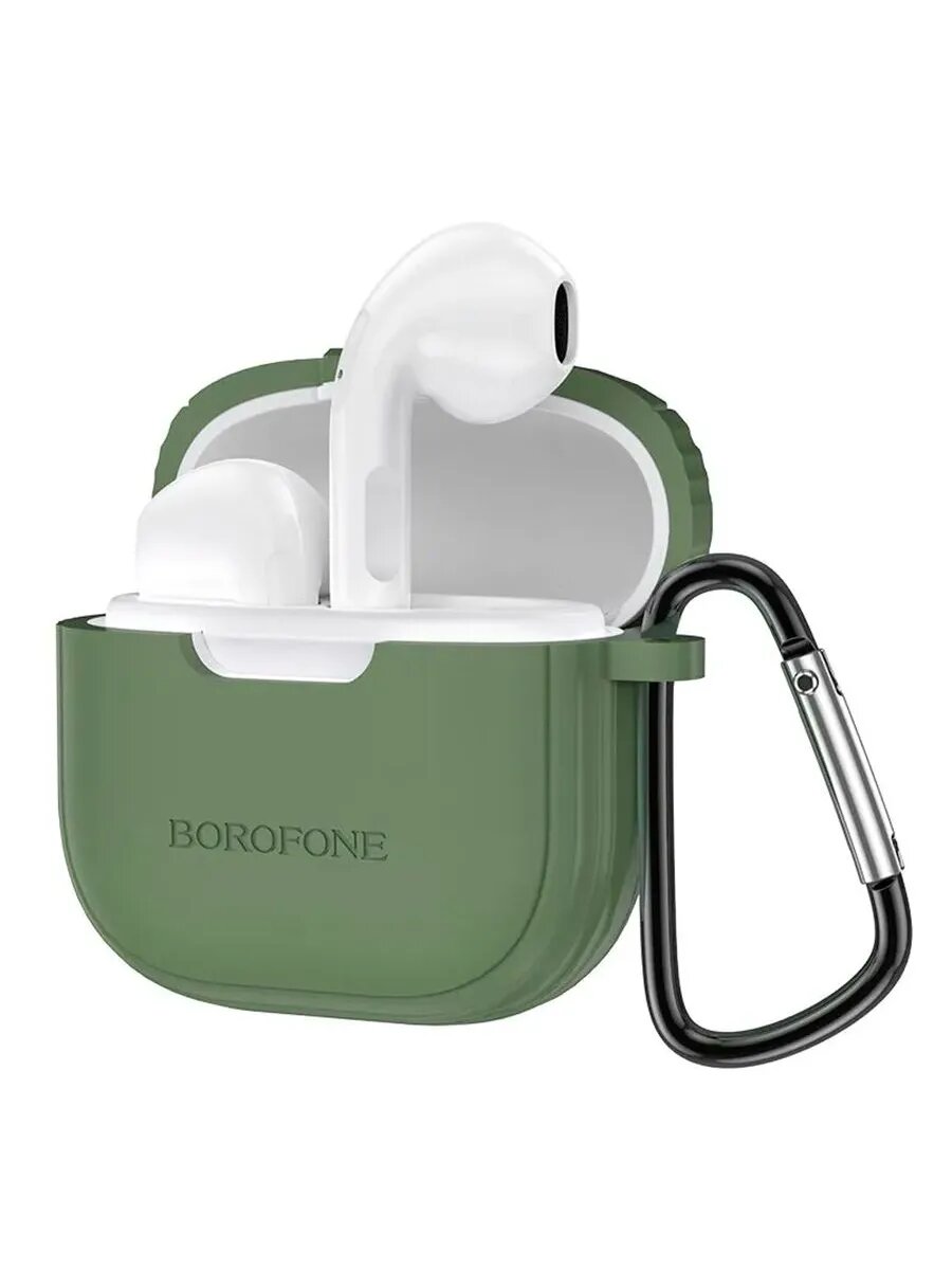 Наушники Bluetooth Borofone BW29, в кейсе с чехлом, сенсорные, цвет зеленый / беспроводные