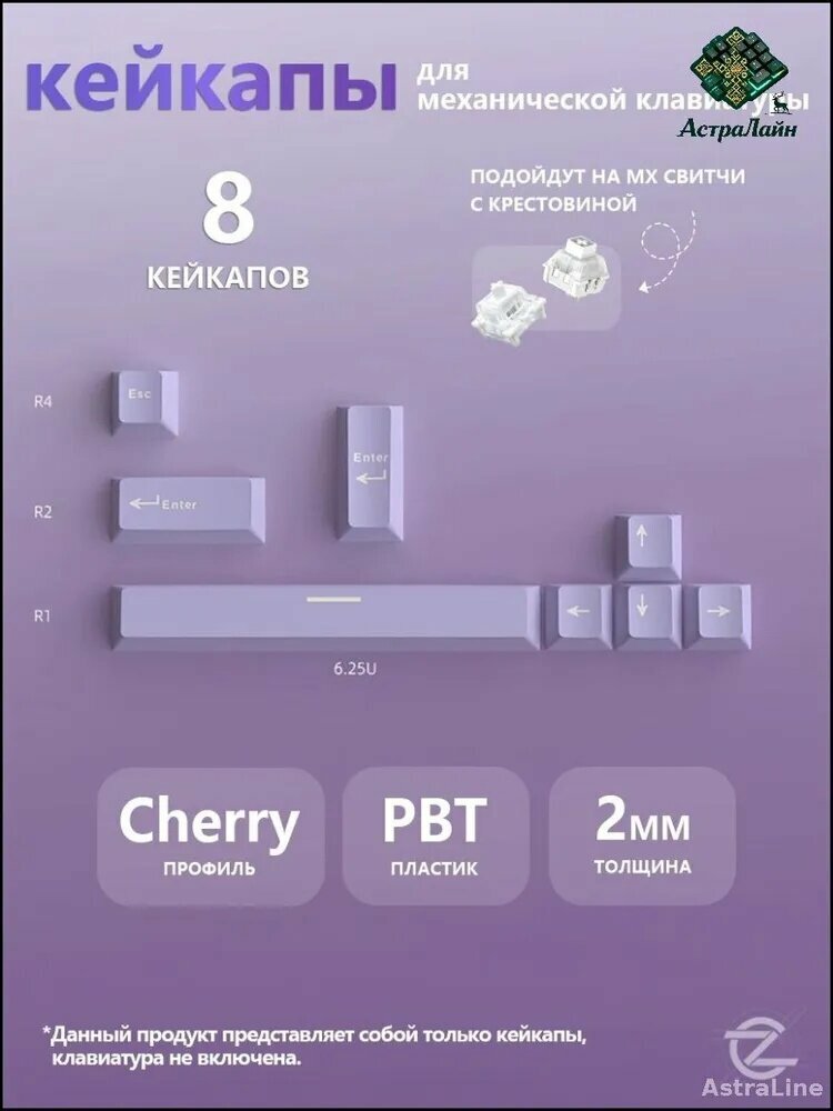 Эксклюзивные PBT кейкапы для MX свитчей, 8 штук, совместимые с CHERRY профилем