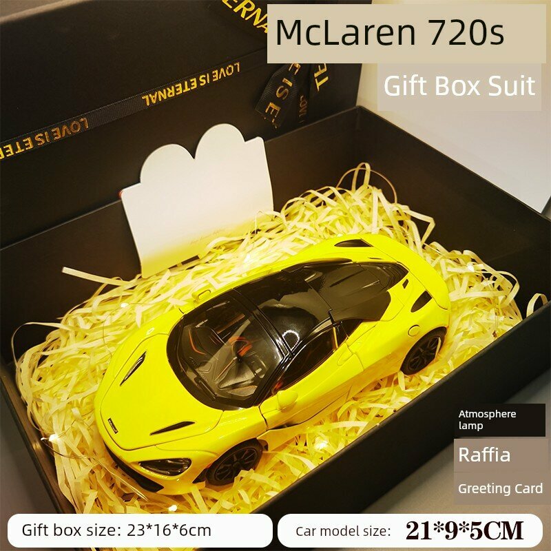 Модель автомобиля McLaren 720S из сплава, янтарно-желтый металлик, с подарочной коробкой, премиум