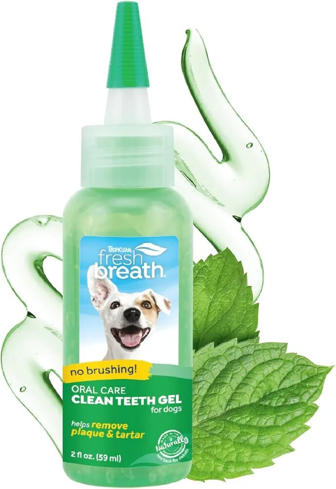 TropiClean Гель для чистки зубов для собак, освежает дыхание, удаляет зубной налет и камень,59 мл