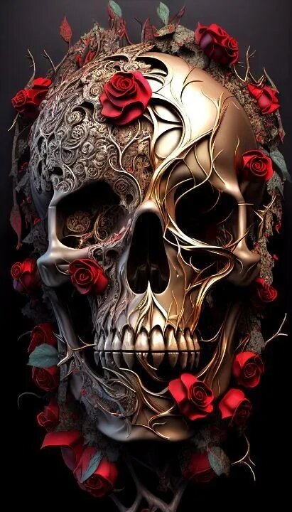 Ткань Алмазная Мозаика 40х50 без подрамника "Абстрактный Череп Арт Красота". Алмазная вышивка. Роспись стразами. Творческий набор для взрослых и детей.