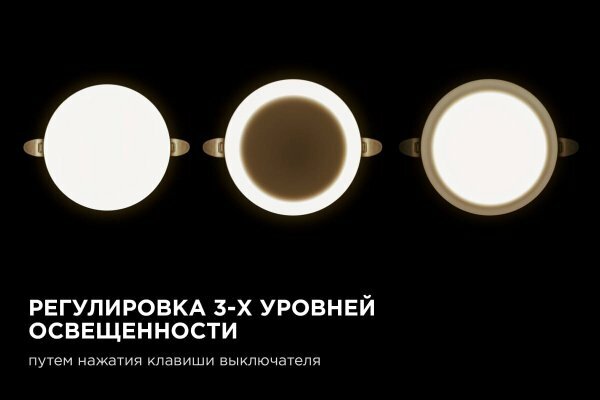 Светильник встраиваемый безрам.16W 4000x120x21 круг 3реж. люб. отв. 06-106 APEYRON