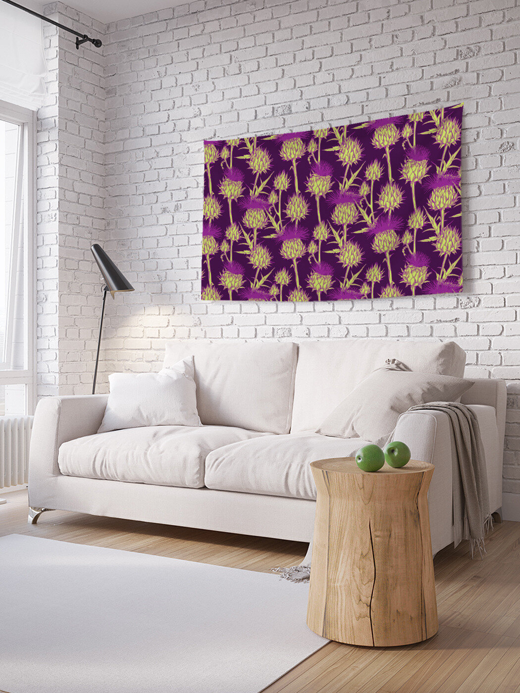 Горизонтальное фотопанно на стену "Цветы чертополоха", 150x200 см