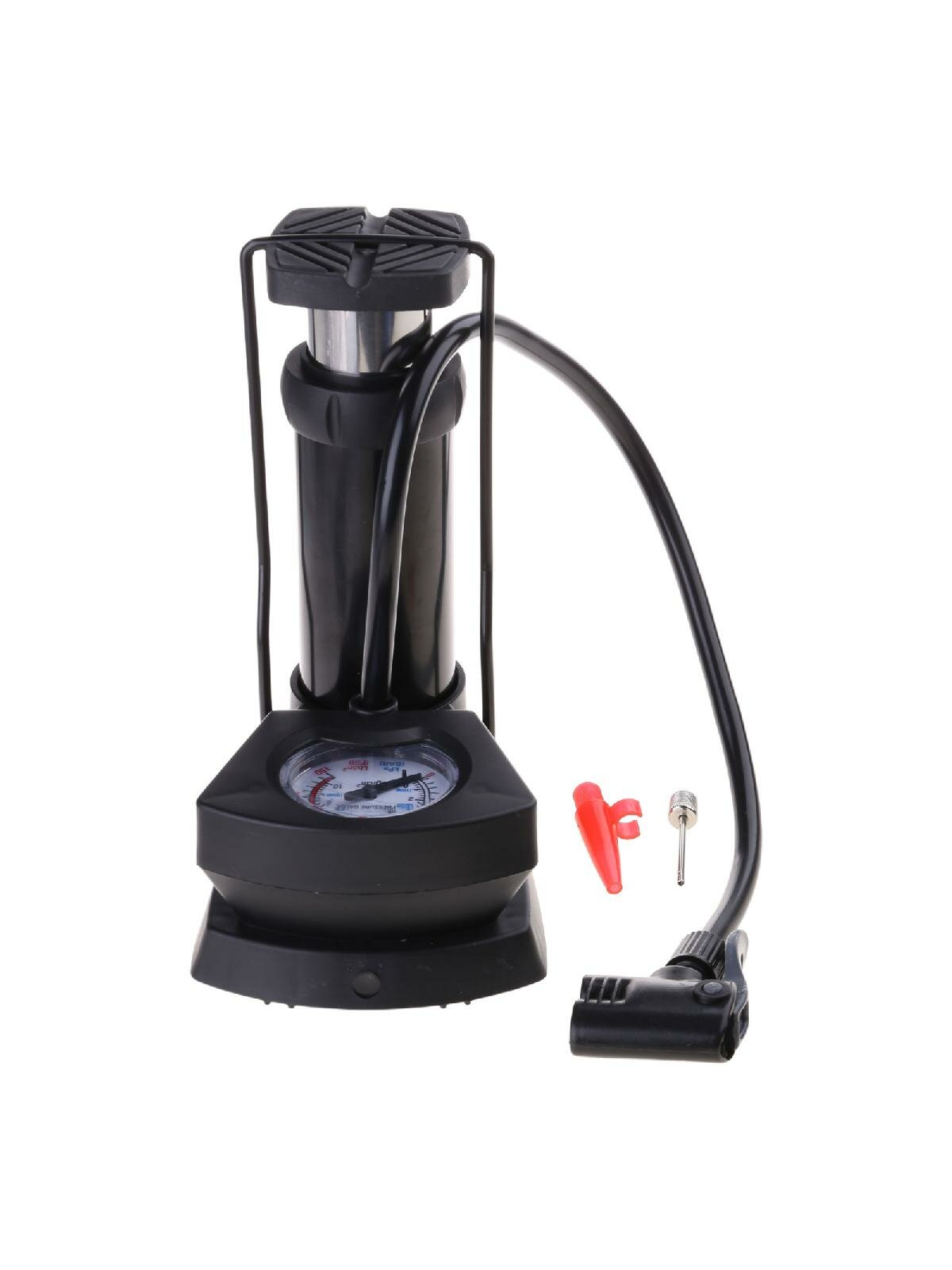 Автомобильный, мотоциклетный, велосипедный, ножной воздушный насос с манометром давления в шинах