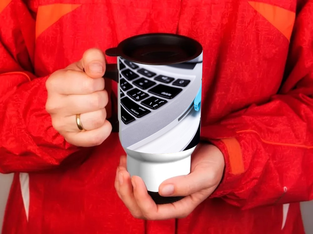 Тремокружка для авто с принтом "Рекламная продукция, промо-подарки, промо-товары" 0.5 л.