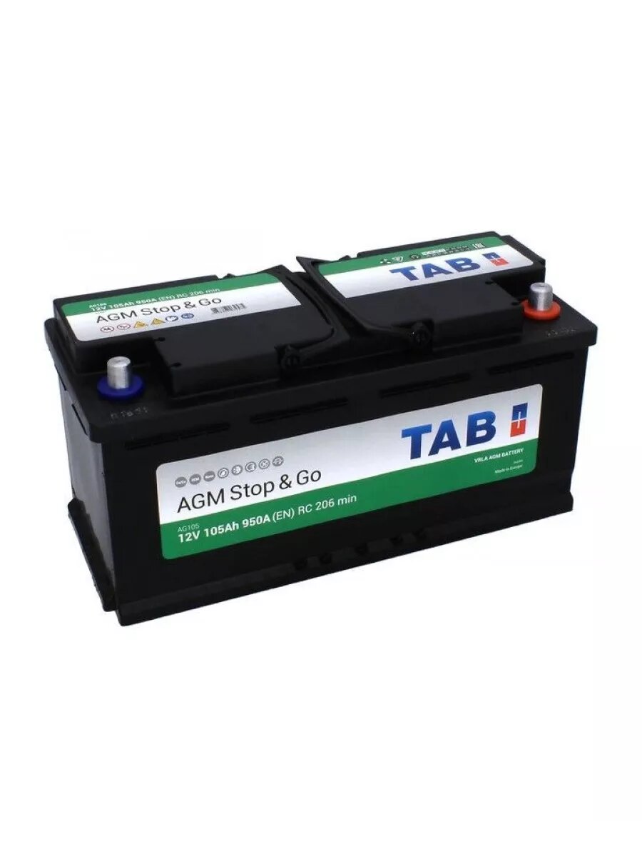Аккумулятор TAB AGM 105R 12V 105Ач 950А 393x175x190 обр. пол.