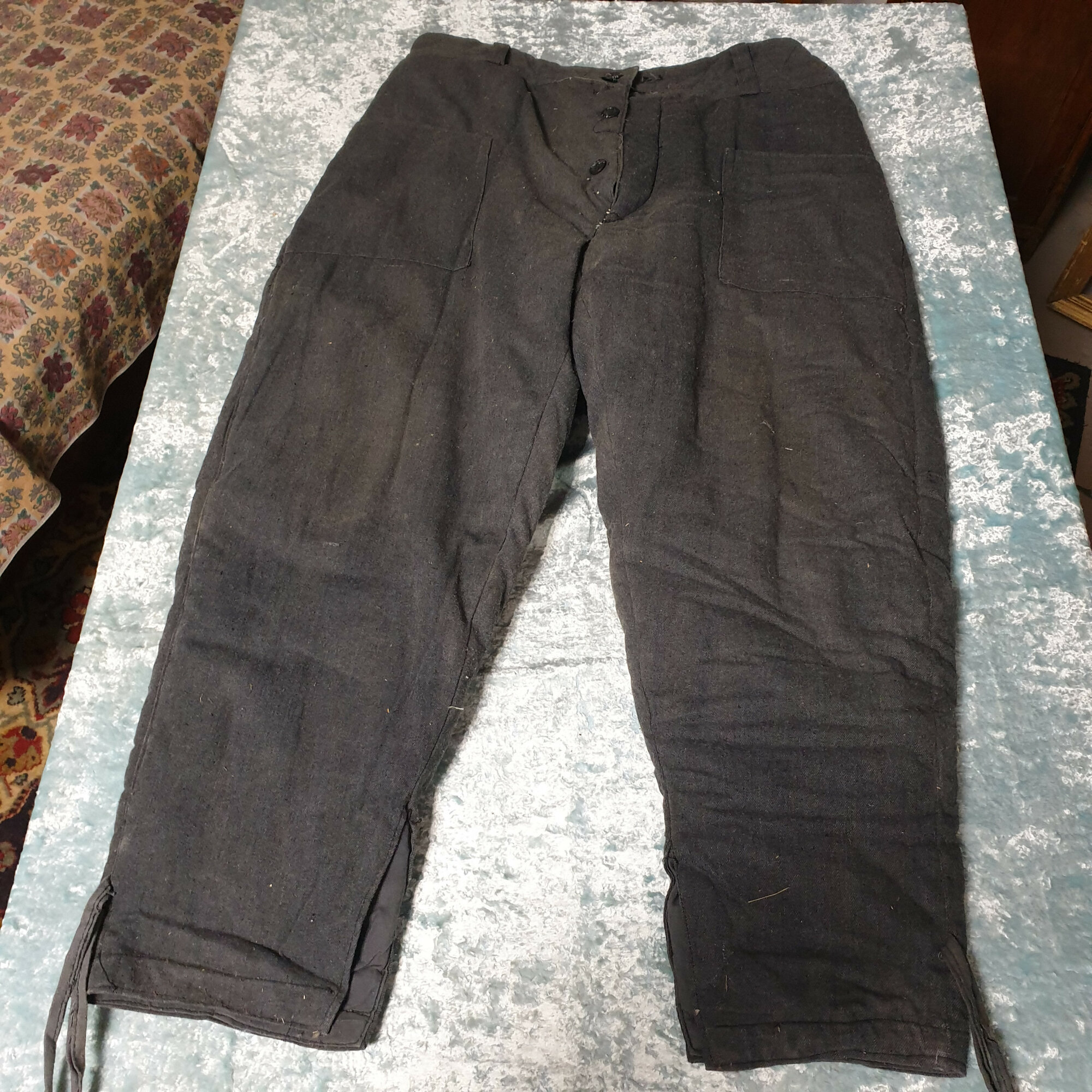 Рабочие ватные штаны, длина 100 см, полуобхват талии 48 см, СССР.