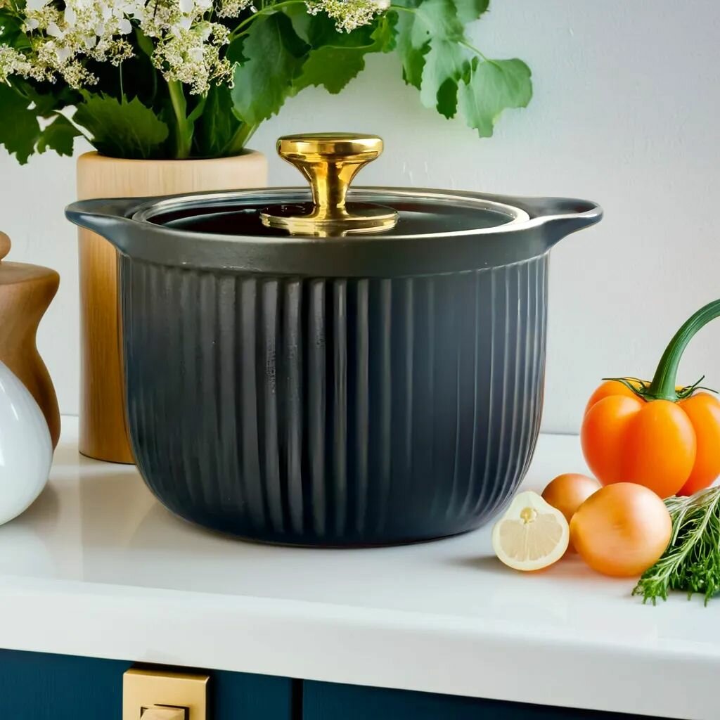 Кастрюля жаропрочная керамическая со стеклянной крышкой 2,5 л Lenardi