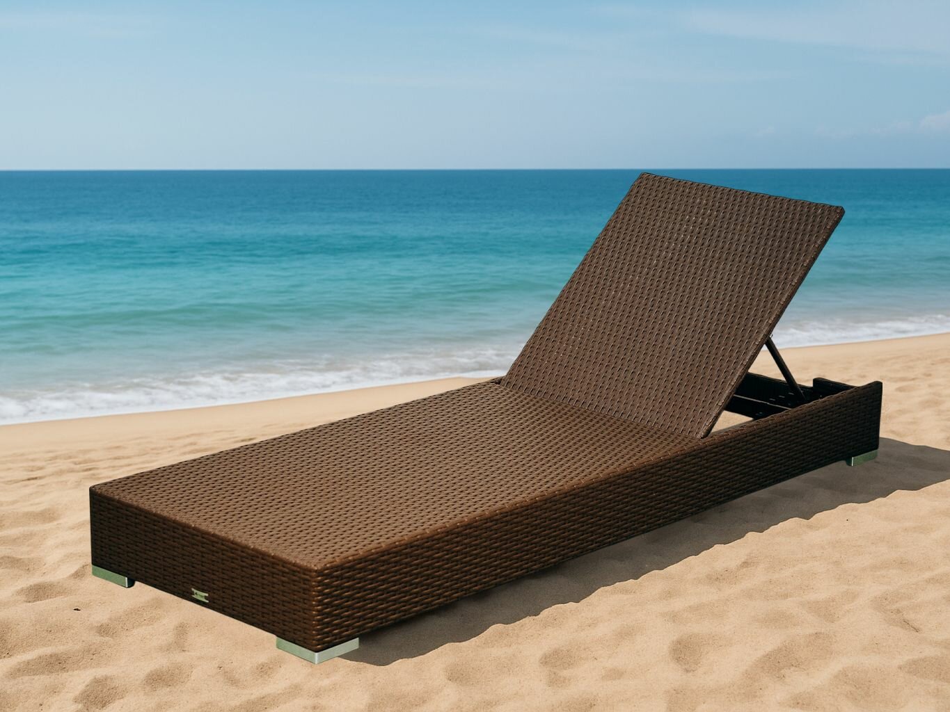 Шезлонг-лежак плетеный Mantera, цвет коричневый люкс, искусственный ротанг, ReeHouse