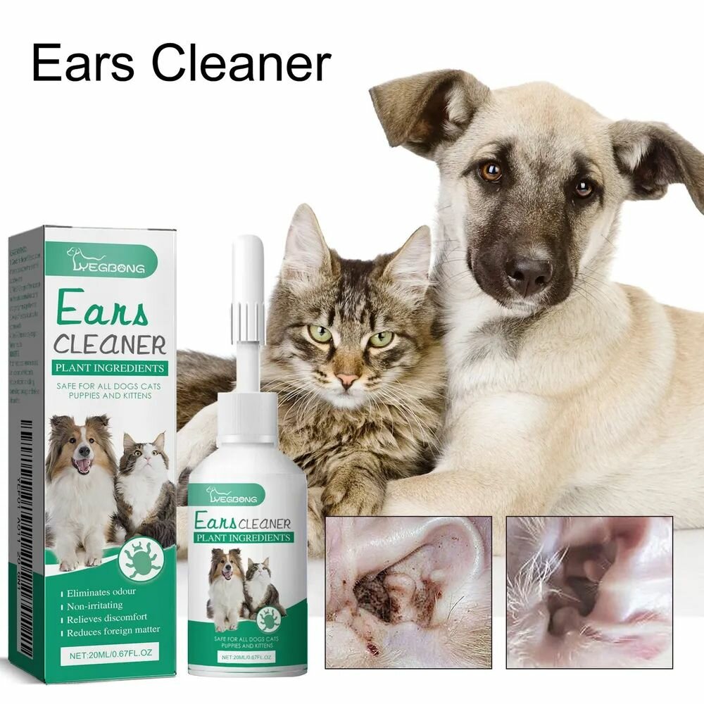 Универсальные капли для ушей домашних животных кошек и собак, очищение ушных каналов, дезодорация от клещей, антизудное
