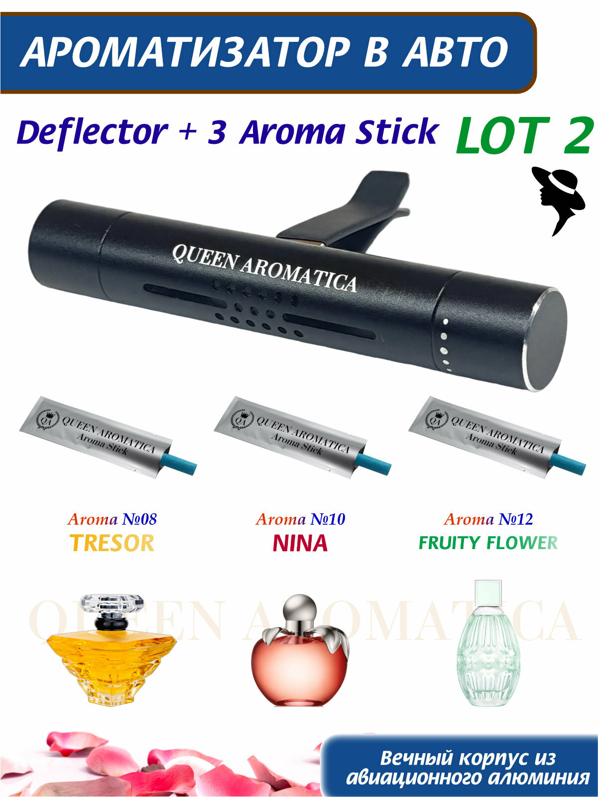Ароматизатор в машину Queen Aromatica - Deflector набор LOT 1+3 Woman 2