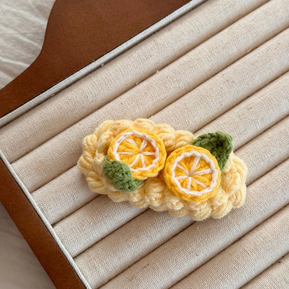 Вязаная заколка с цитрусом, желтая, Color: 01 Lemon