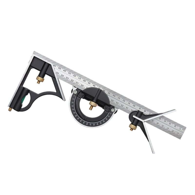 Квадратная Линейка Из Нержавеющей Стали Многофункциональная Скользящая Комбинированная Квадратная Линейка Транспортир Уровень Измерения Углов 180 90 45 Градусов