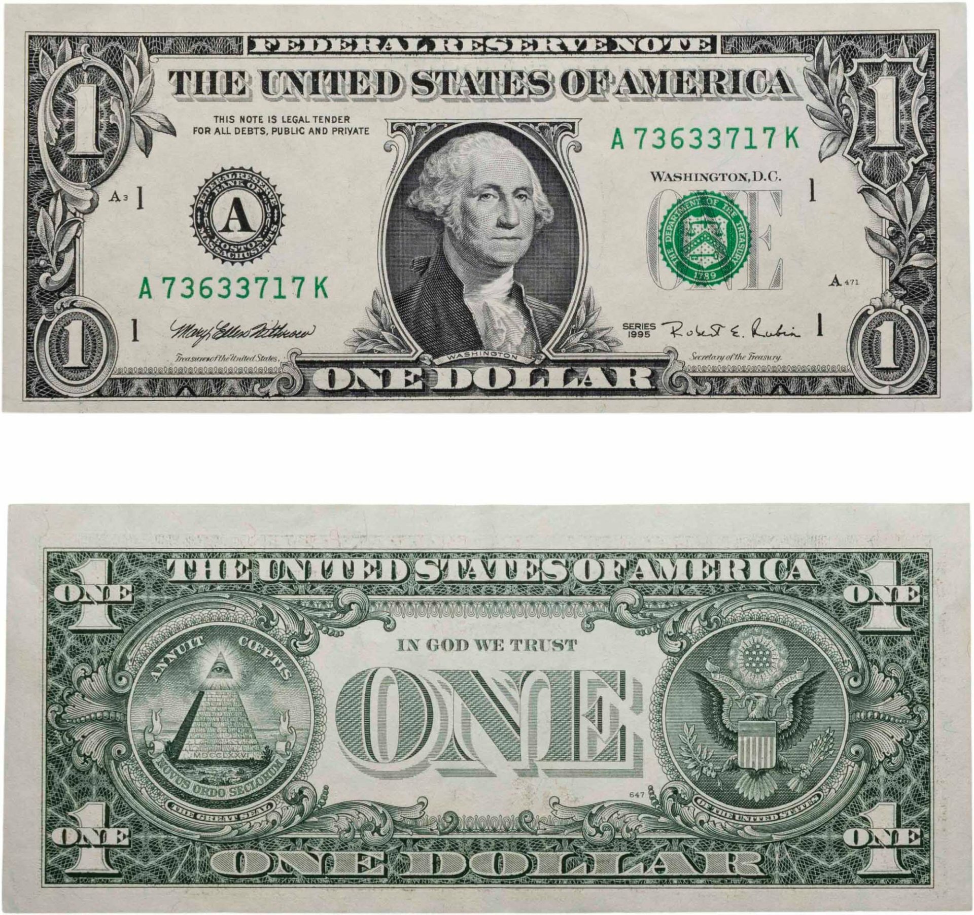 США 1 доллар 1995 года Pick 496а А-Бостон