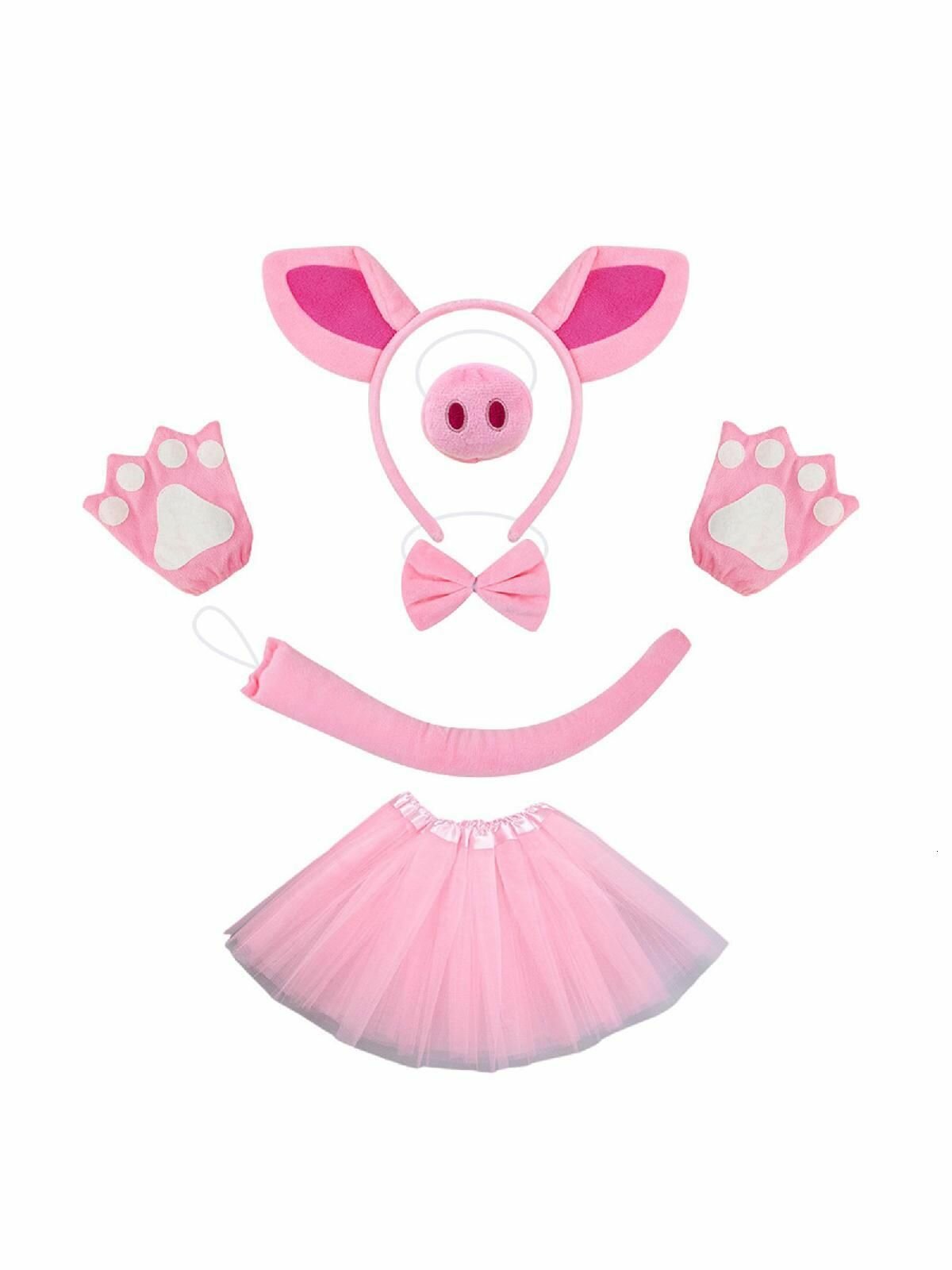 Головной убор Свинка для детей, - газовая юбка из 4 частей