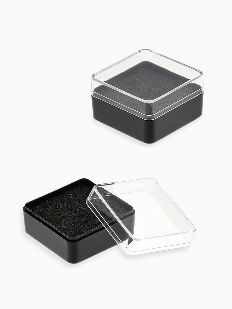 Футляр пластиковый для украшений и значка «Атрибутика», 4.1×4.1×2.4 см, прозрачная с чёрной вставкой