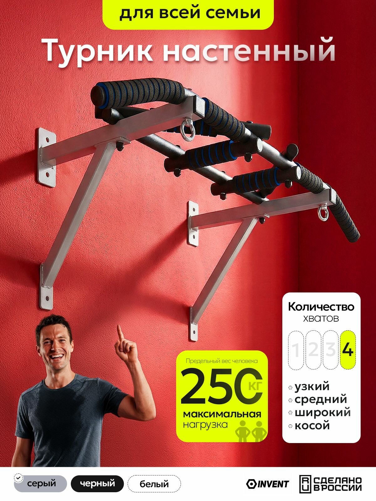 Турник настенный INVENT TUR-106 серый