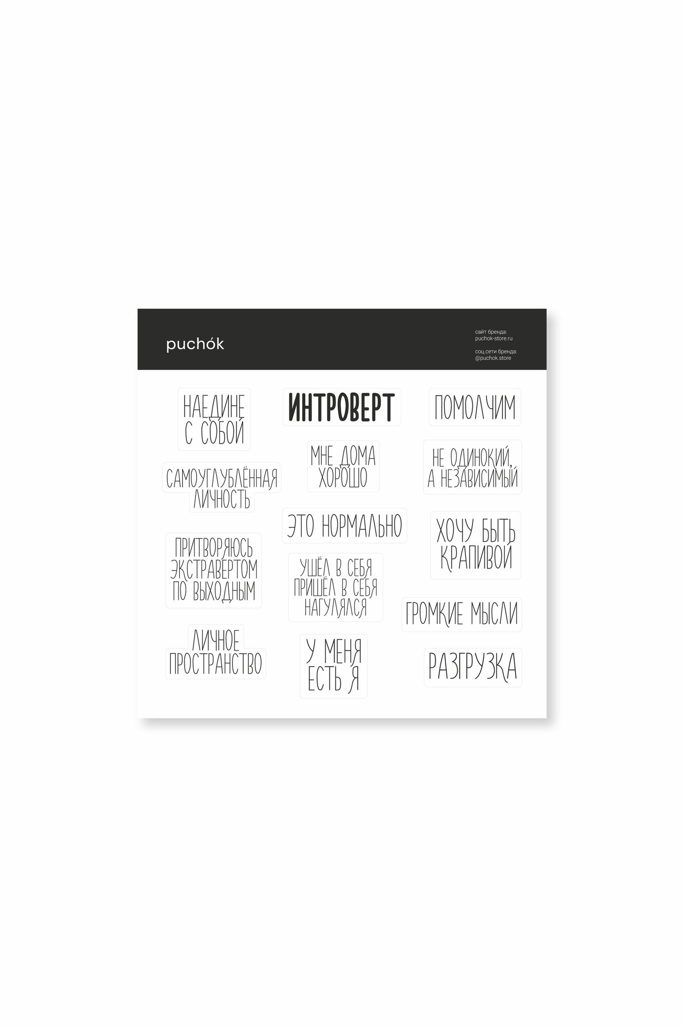Стикерпак "интроверт", 14 наклеек