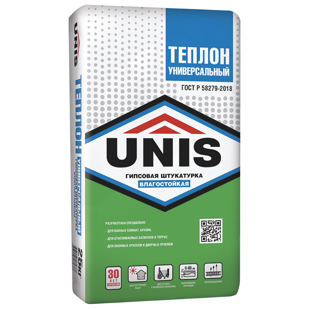 Юнис Теплон Универсальный штукатурка гипсовая, влагостойкая (25кг)