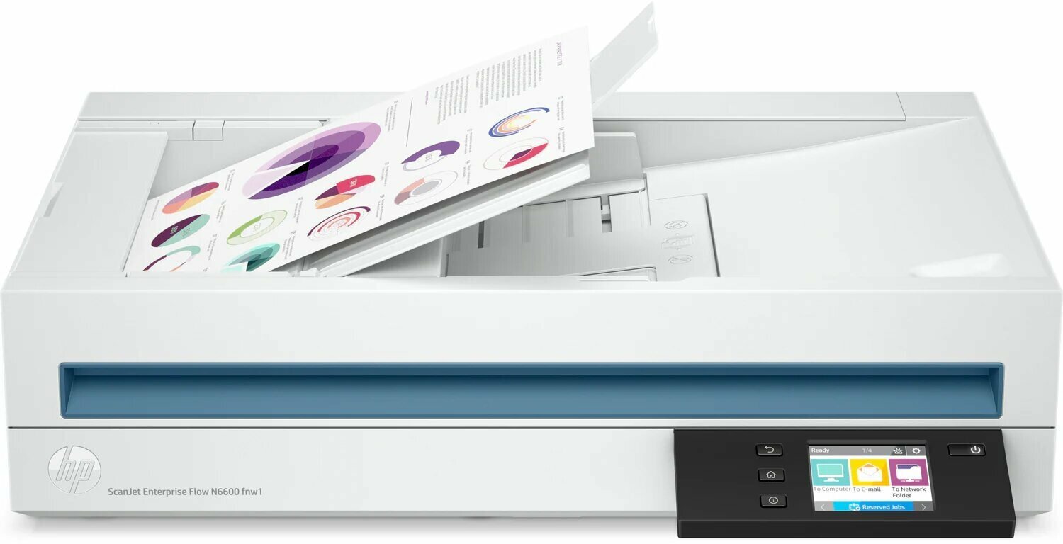 Сканер HP ScanJet Enterprise Flow N6600 fnw1, планшетный/протяжный, A4, 1200×1200 dpi
