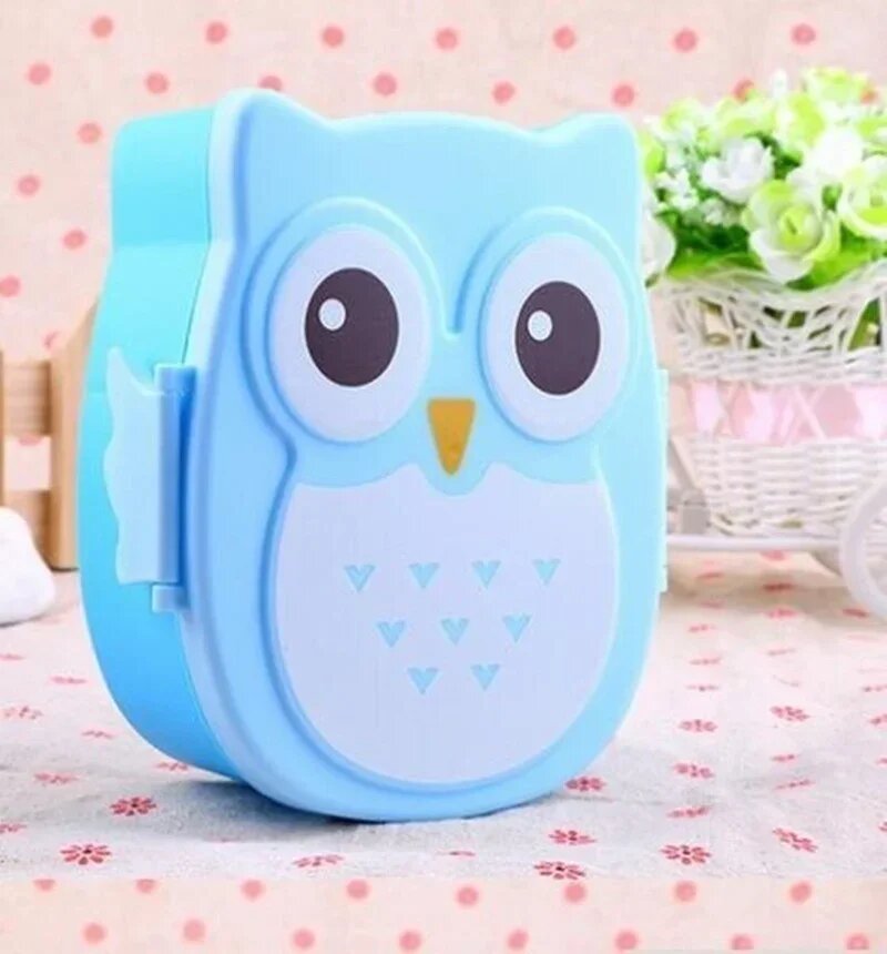 Детский пластиковый ланч-бокс с рисунком совы lightblue