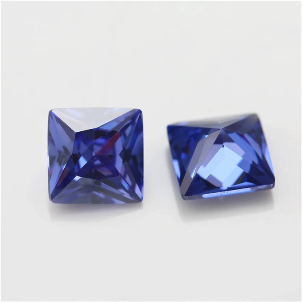 Камни циркония RUIXUNGEM 10 шт, квадратные, 2x2-12x12 мм, разные цвета Синий, 6x6mm 10pcs, Blue