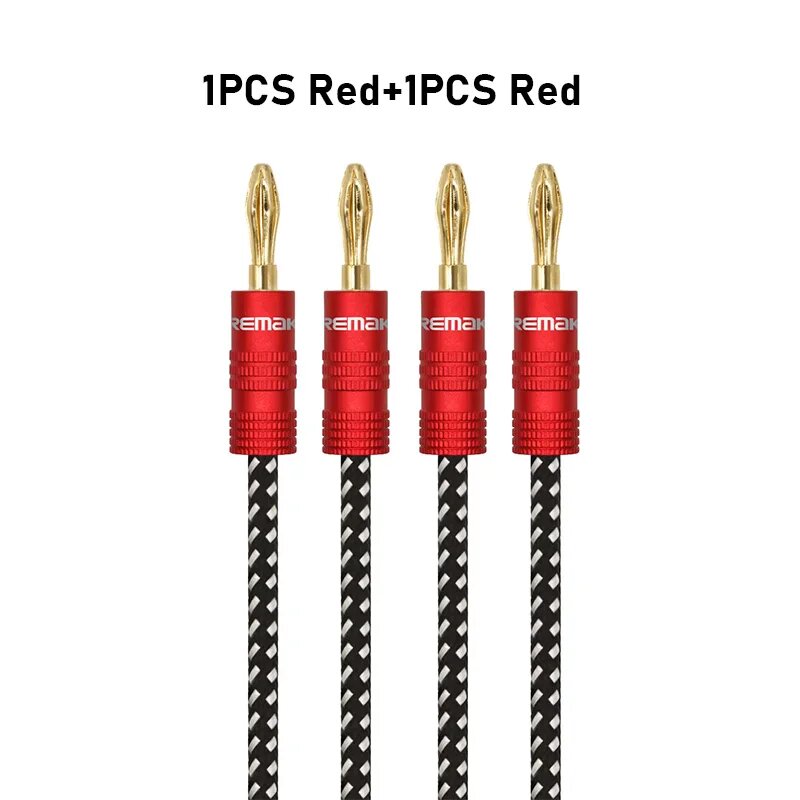 Провод для динамиков HiFi, красный, 3 м, с позолоченными бананами