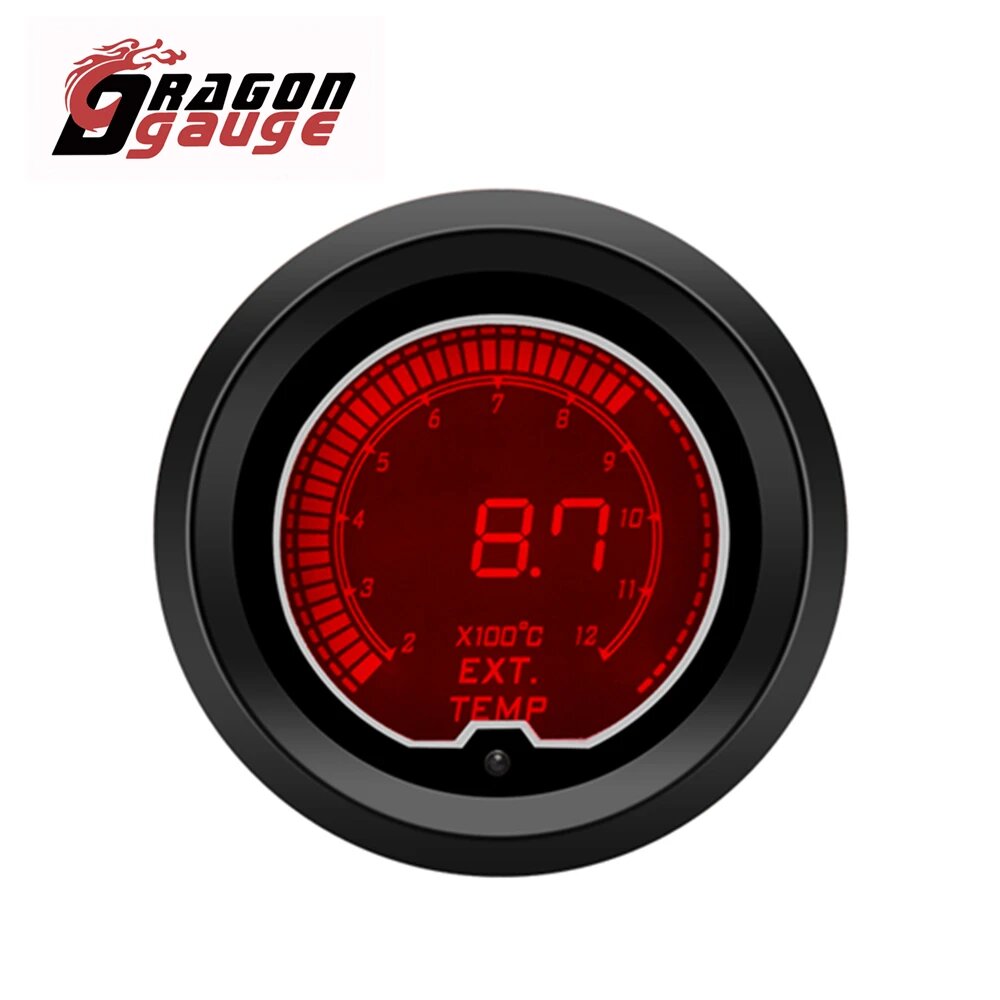 Тахометр 52 мм DRAGON, датчик напряжения, температуры воды, температуры масла, давления ETG, светодиодный цифровой дисплей, Автомобильный датчик, 7 цветов, изменение