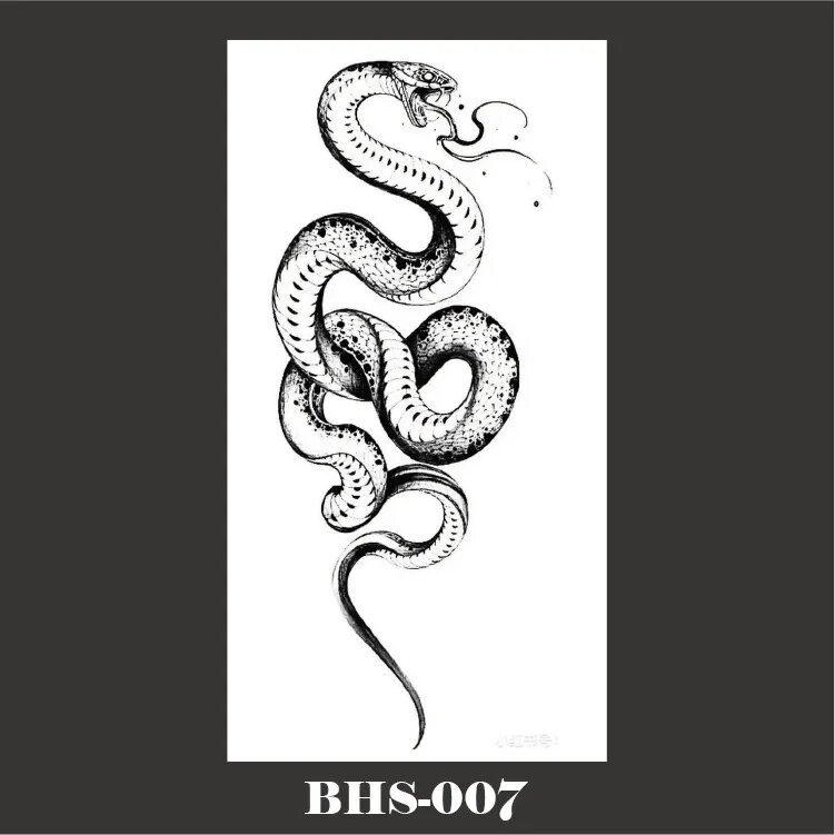 Временная татуировка змея BHS-007, 14x6.8 см