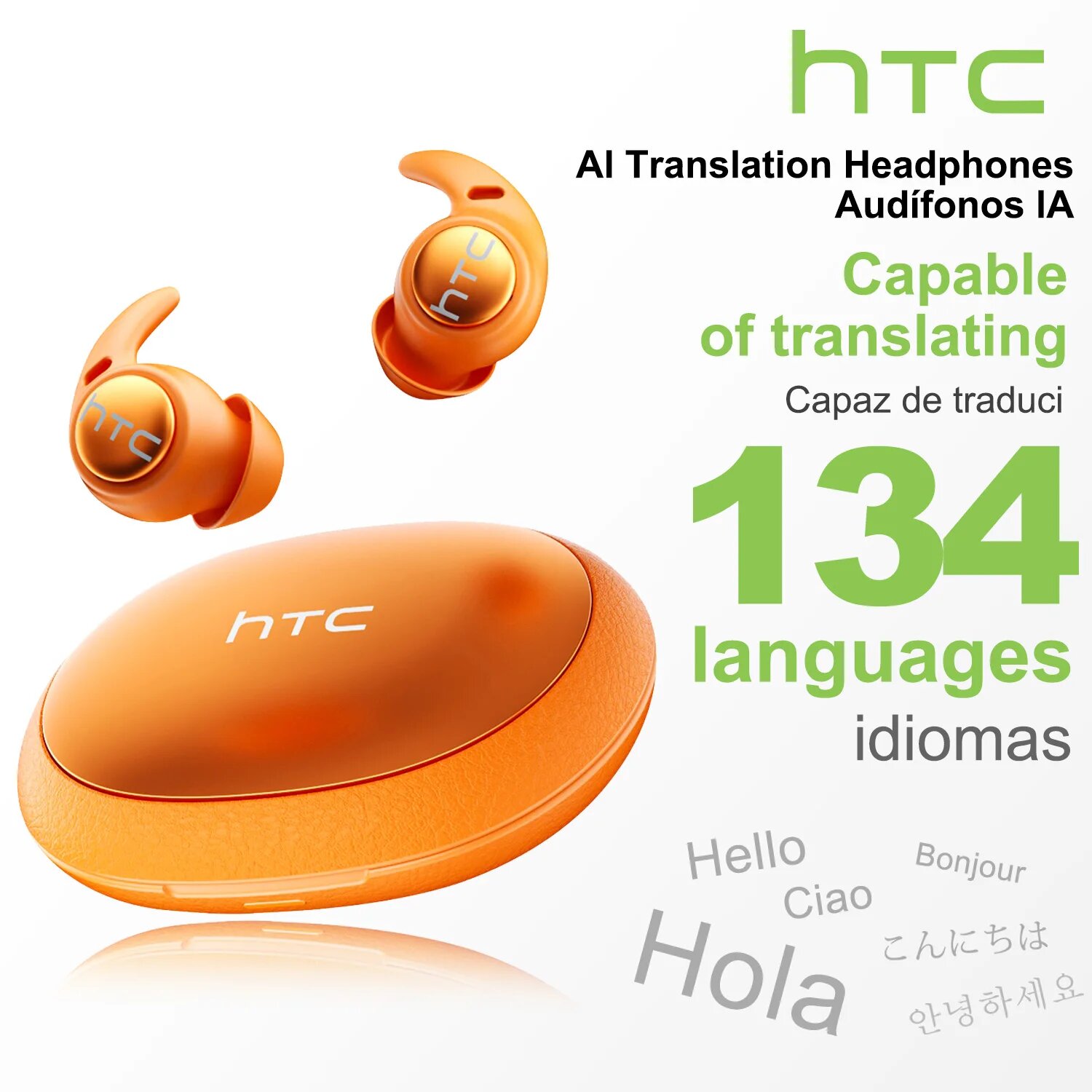 HTC NE76 AI-переводчик, оранжевые беспроводные наушники